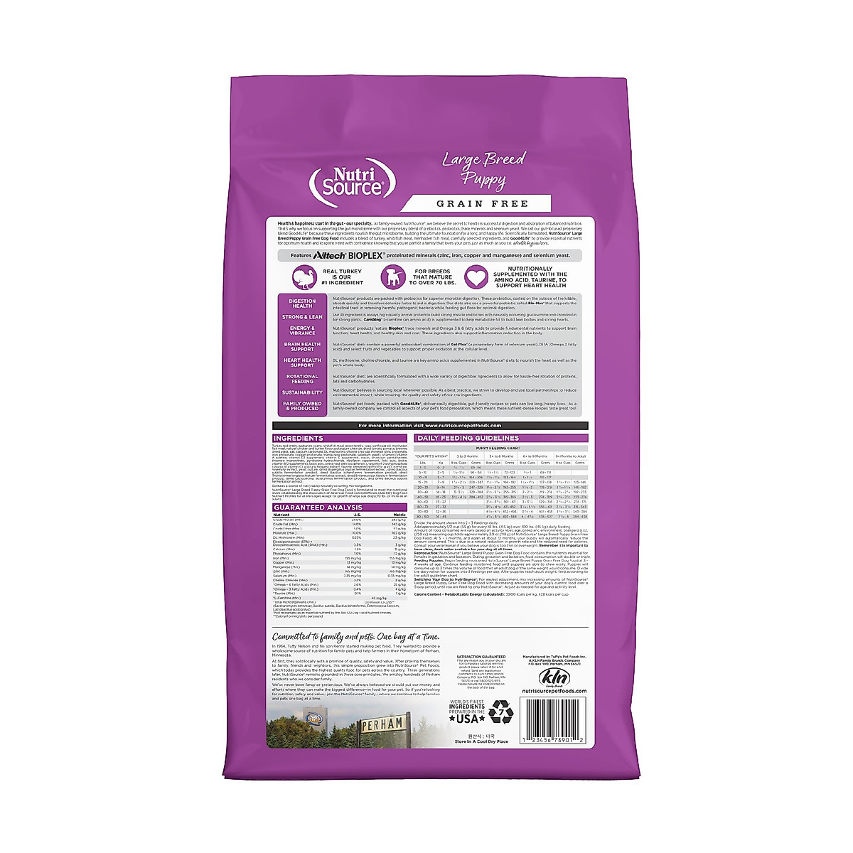 NutriSource Grain Free Puppy Food for Large Breeds, Turkey, Whitefish and Menhaden Fish Meal, 12LB