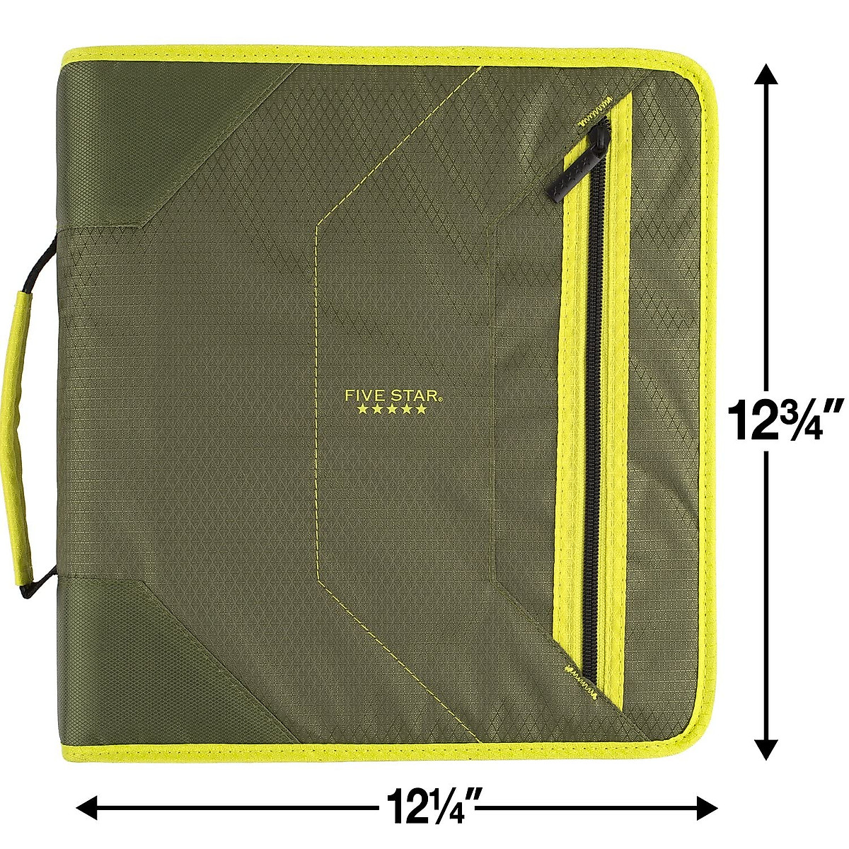 Five Star 2 Inch Zipper Binder Plus File Folders, Olive/Citrus (290360C)