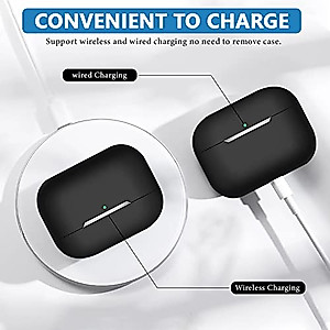 Gorhaxiy for Airpods Pro 2 Case Cover 2022, Protective Soft Silicone Skin Airpods Pro 2nd Generation Case Shockproof Rugged Case with Keychain for Air Pods Pro 2 Charging Case for Men Women - Black