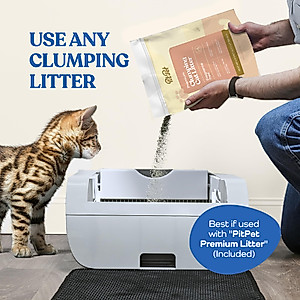 Smart Automatic Cat Litter Box - Self Cleaning with Built in Odor Eliminator -Works with Clumping Cat Litter (No Expensive Refills) Large with Hood & Litter Mat.