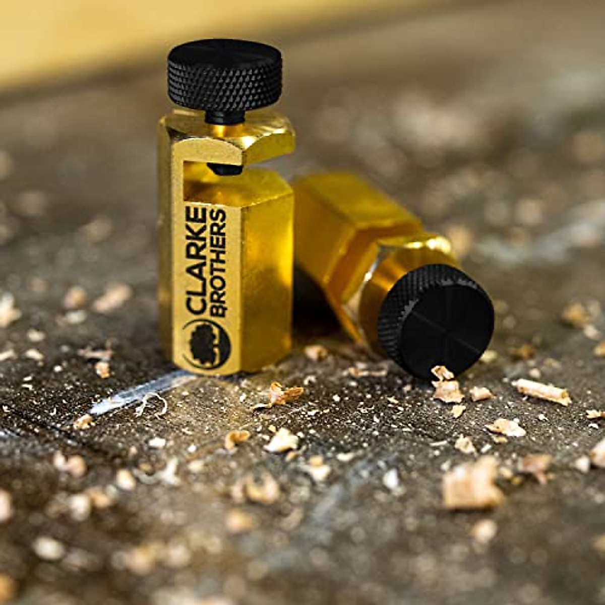 Clarke Brothers Stair Gauge – 2pcs Stair Tread Gauge for Conventional Framing Square or Carpentry Square – Heavy-Duty Brass Stair Gauge Set – Large Knob Size – Long Brass Body