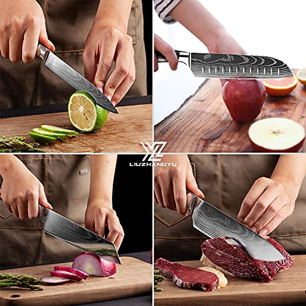 Kitchen Chef Knife Sets, 3.5-8 Inch Set Boxed Knives 5Cr15mov Stainless Steel Ultra Sharp Japanese Knives with Sheaths, 10 Pieces Knife Sets for Professional Chefs