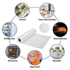 Inkbird 4 Rolls Vacuum Sealer Bags, 11" x 25' 2 Rolls & 8" x 25' 2 Rolls Vacuum Sealer Rolls for Food Saver, Sous Vide Bags Food Storage Freezer Sealer Bag for Cooking with BPA Free