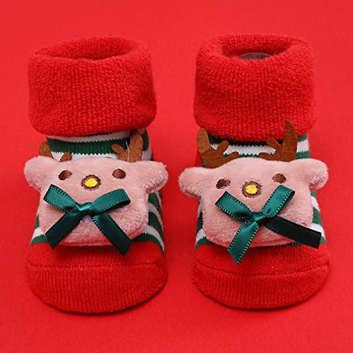 Baby Socks Stripe Christmas Baby Socks Toddler Boys Girls Children's Socks Soft Sole Non Slip Toddler Baby (C, One Size)