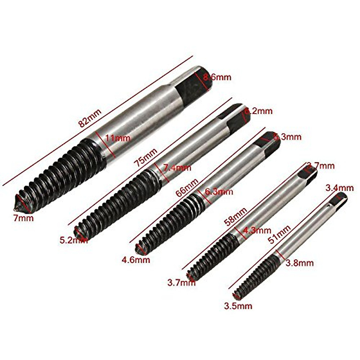 【The Best Deal】OriGlam 5PCS Screw Extractor Easy Out Set Drill Bits, Guide Broken Damaged Bolt Remover Tools Kit Set 3-9mm