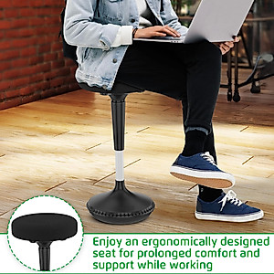 Wobble Stool Standing Desk Chair Ergonomic Tall Adjustable Height sit Stand-up Office Balance Drafting bar swiveling Leaning Perch Perching high swivels 360 Computer Adults Kids Active Sitting Black