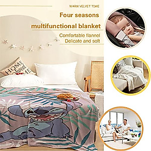 Palm Leaves Pink-Background Throw Blanket Ultra-Soft Comfortable Cartoon 50“ X 40" Blankets Flannel Xmas Gifts Fits Couch Sofa Office Suitable for All Season