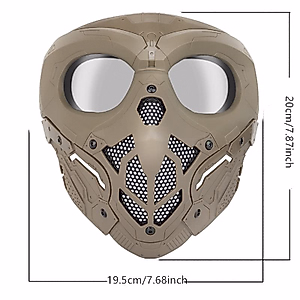 Airsoft Mask, Protective Full Face Tactical Mask for BB Gun/CS Game Man&Women (Khaki)
