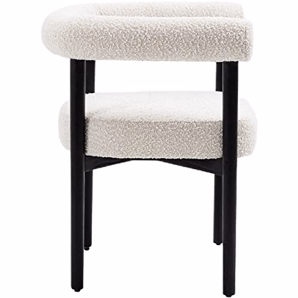 Meridian Furniture 560Cream-C Hyatt Collection Mid-Century Modern Dining Chair with Solid Wood Black Finish, Rich Cream Boucle Fabric, 26.5" W x 22" D x 28" H, Cream