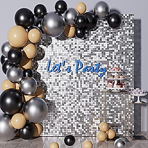 COKAOBE Silver Shimmer Wall Backdrop 24PCS Silver Sequins Backdrop Decoration Panels, Photo Backdrops for Birthday, Anniversary Wedding Engagement Decoration (Silver)