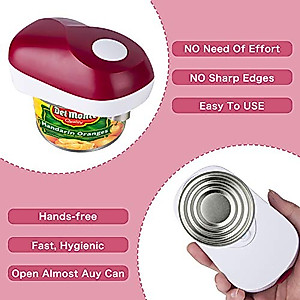 Electric Can Opener - Vcwtty One Touch Battery Operated Handheld Can Opener for Any Size, No Sharp Edge, Food-Safe, Seniors, Arthritis and Chef, Kitchen Best Gadget (Red)