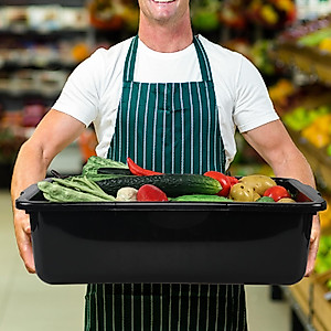 Loiycg 32 Liter Commercial Bus Tub, 4 Pack Large Plastic Bus Box, Black