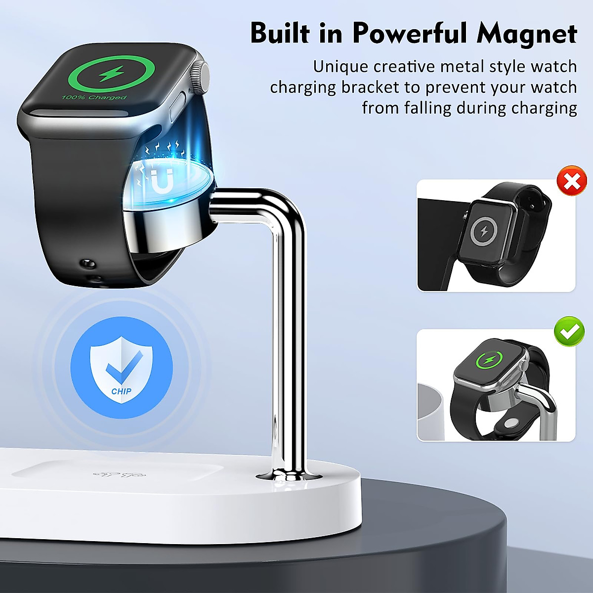 Sildark Magnetic Wireless Charger for iPhone: 3 in 1 Charging Station for Multiple Device Apple - 18W Fast Mag-Safe Charger Dock Stand for iPhone 15 14 13 12 Pro Max Apple Watch iwatch & Airpods