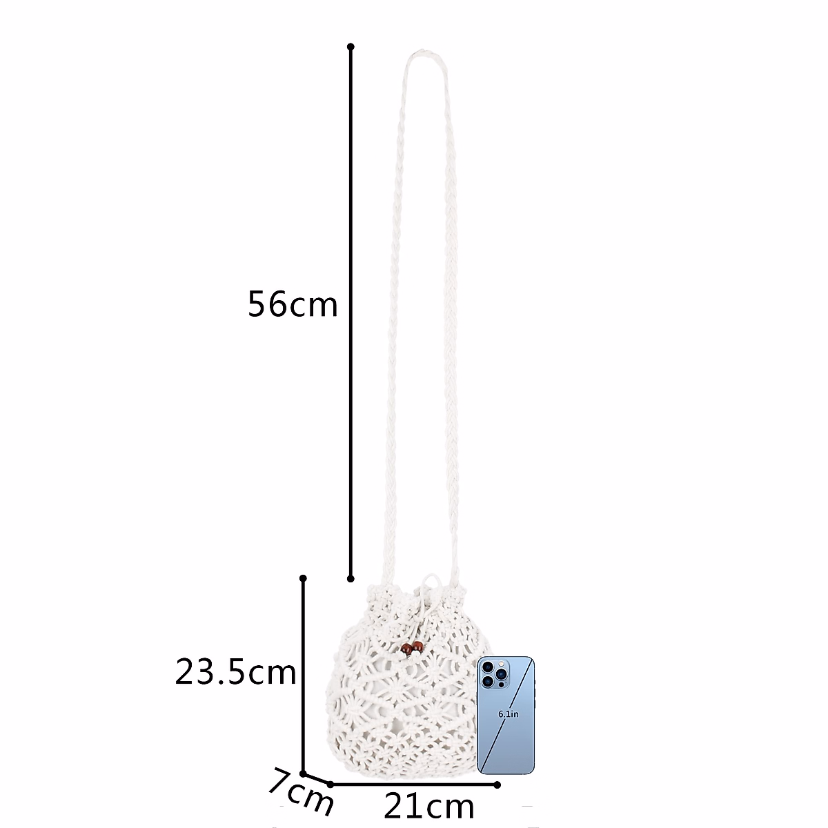 Meyaus Women Mini Cotton Crochet Crossbody Bag Summer Beach Shoulder Bag Drawstring Purse