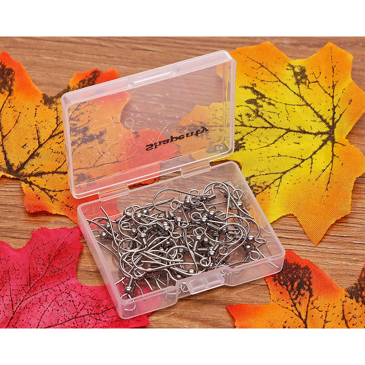 Shapenty Surgical Stainless Steel Ball Coil Fish Earring Hooks Clasp Hypo-allergenic Ear Wire Bead Connector Hooks with Large Loop for DIY Jewelry Finding Making, 50PCS/25Pairs