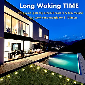 UOMNICUE Solar Ground Lights, 8LED Solar Garden Lights Outdoor Waterproof Bright in-Ground Lights, Solar Pathway Lights for Lawn Patio Yard Landscape Steps Deck Walkway (8 Pack - Warm Light)