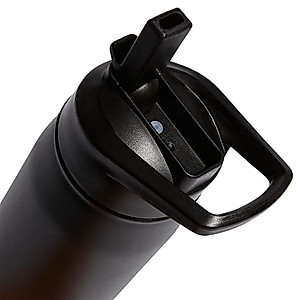 adidas 600 ML (20 oz) Straw Top Metal Water Bottle, Hot/Cold Double-Walled Insulated 18/8 Stainless Steel, Black/Onix Grey, One Size