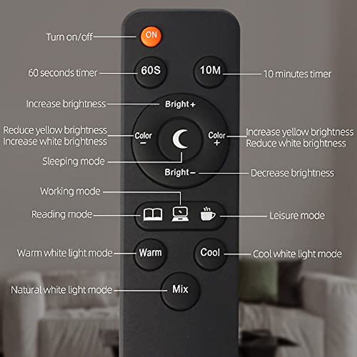 Aisilan Adjustable Floor Lamp with Remote&Touch Control, 12W Gooseneck Standing Lamp, 5-Color&5 Brightness Dimmable, Black Reading Tall Pole Light with Timer, Memory Function, for Living Room Bedroom