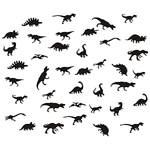 JUEKUI 38pcs Black Dinosaur Wall Decal Minimalist Animals Vinyl Dinosaur Wall Art Sticker for Baby Boy Home Decoration Vinyl WS95 (Black)