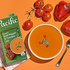 Pacific Foods Organic Creamy Roasted Red Pepper & Tomato Soup, 32 Ounce Resealable Carton