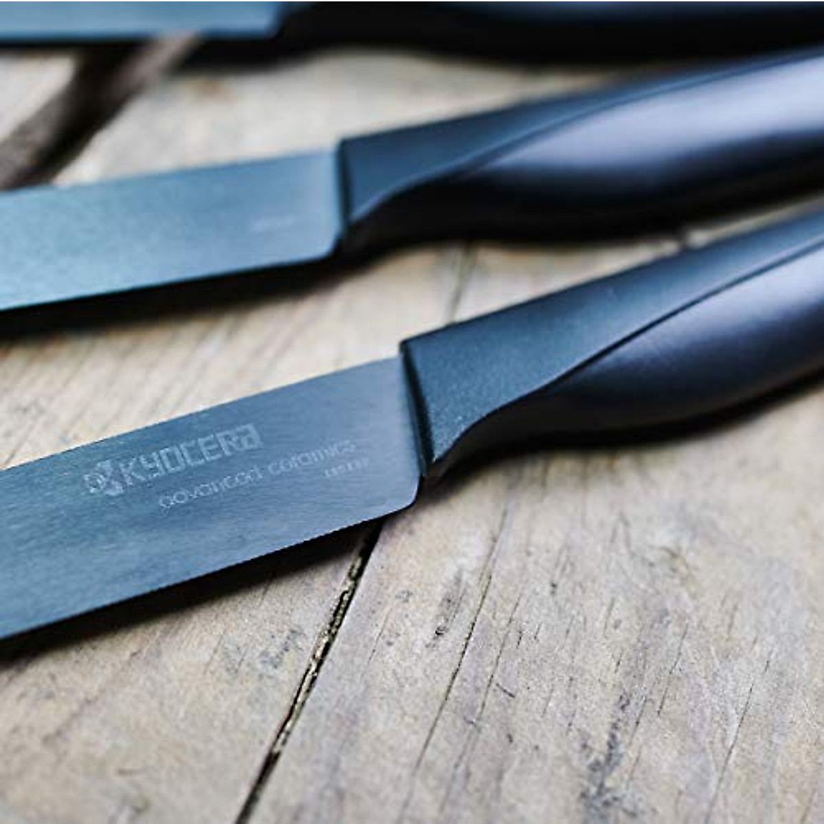 Kyocera 4-piece Ceramic Steak Knife Set, 4.5" Black