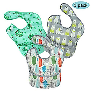 PandaEar 3 Pack Super Light Weight Baby Bib, Waterproof, Washable, Stain Oil and Odor Resistant 12-48 Months