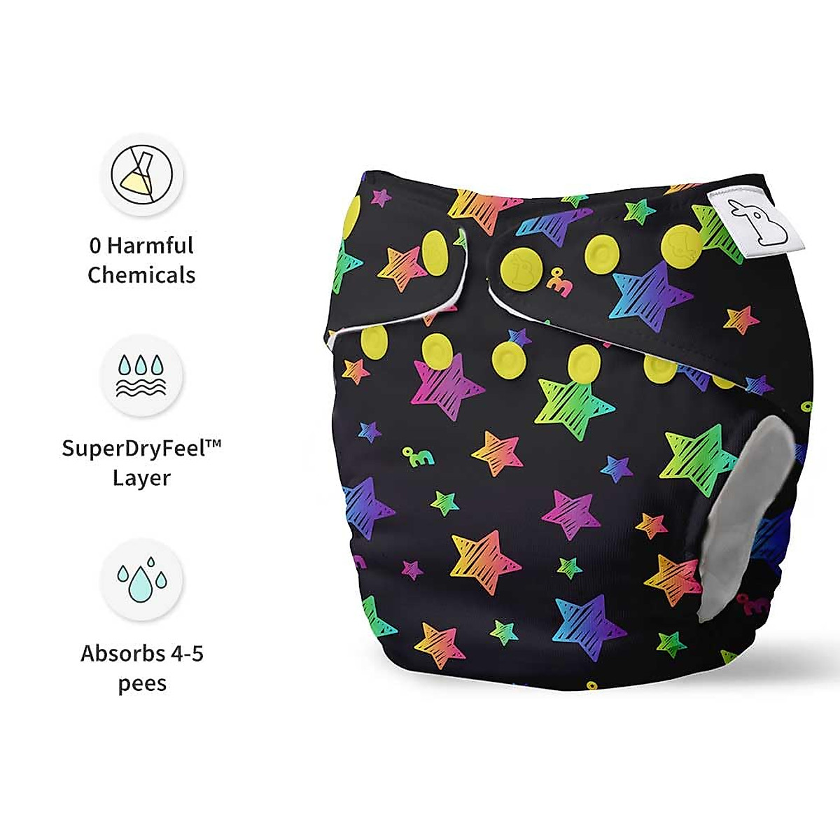 SuperBottoms New UNO Freesize Cloth Diaper, Cloth Diaper for Babies 0 to 3 Years, Washable & Reusable Cloth Diaper, Comes with Cloth Diaper Insert, 1 Diaper and 1 Organic Cotton Soaker