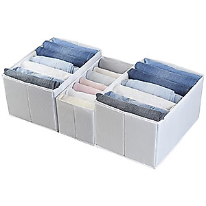 QuFrotty 3 Pieces Wardrobe Clothes Organisers With Support Board, Stable Mesh Storage Boxes to Organize Jeans, Shirts And Underwears, Foldable Drawer Organiser with Compartments
