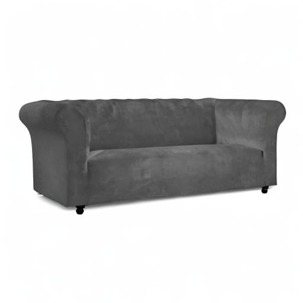 Easy-Going Stretch Velvet Chesterfield Style Couch Slipcover for Living Room, Soft Non-Slip Sofa Cover Furniture Protector for Dogs (Sofa, Gray)