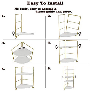 kaileyouxiangongsi 2-Tier Kitchen Spice Rack-Corner Bathroom Shelf- Kitchen Triangle Storage Rack - Standing Rack for Bathroom, Living Room, Bedroom, Kitchen (Golden)