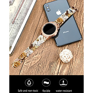 20mm Floral Silicone Sport Bands Compatible for Galaxy Watch 6/Watch 5/Galaxy Watch 4 40mm 44mm/Classic 42mm 46mm/Watch 3 41mm, Active 2 Watch Bands,Diamond Rose Butterfly Replacement Strap for Women