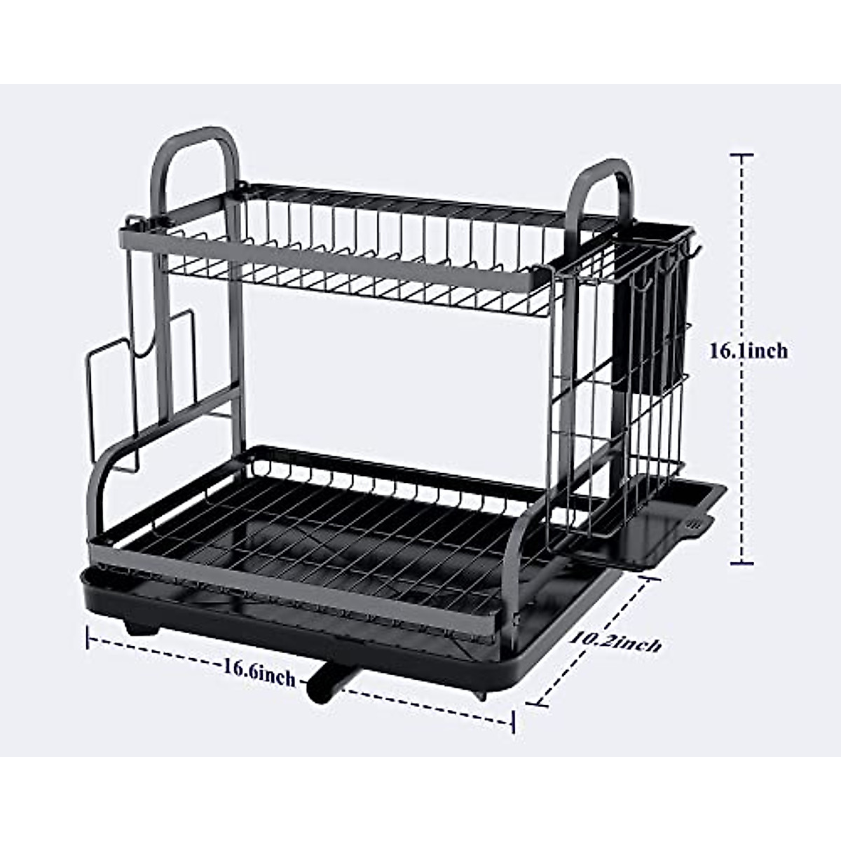 Kitsure Dish Drying Rack -Multifunctional Dish Rack, Rustproof Kitchen Dish Drying Rack with Drainboard & Utensil Holder, 2-Tier Dish Drying Rack with a Large Capacity for Kitchen Counter