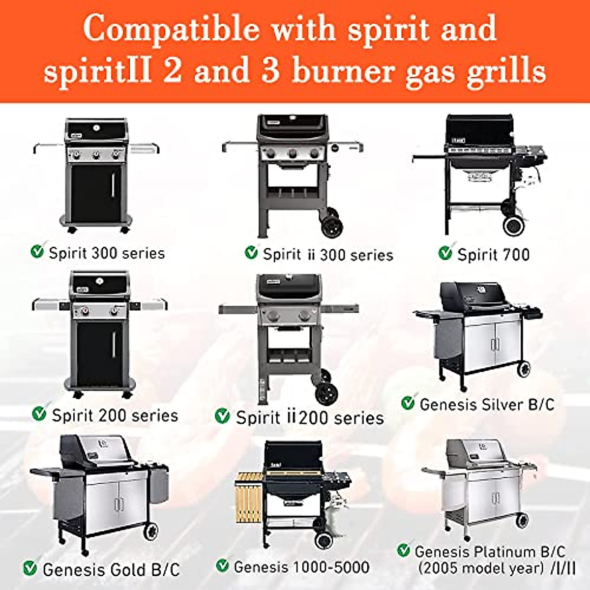 QuliMetal Cast Iron 7658 Grill Griddle for Weber Spirit 200, Spirit 300, Spirit II 200, Spirit II 300, Spirit E210, E310, Genesis Silver/Gold B/C, Genesis 1000-5000, Replace for Weber 7597 Griddle