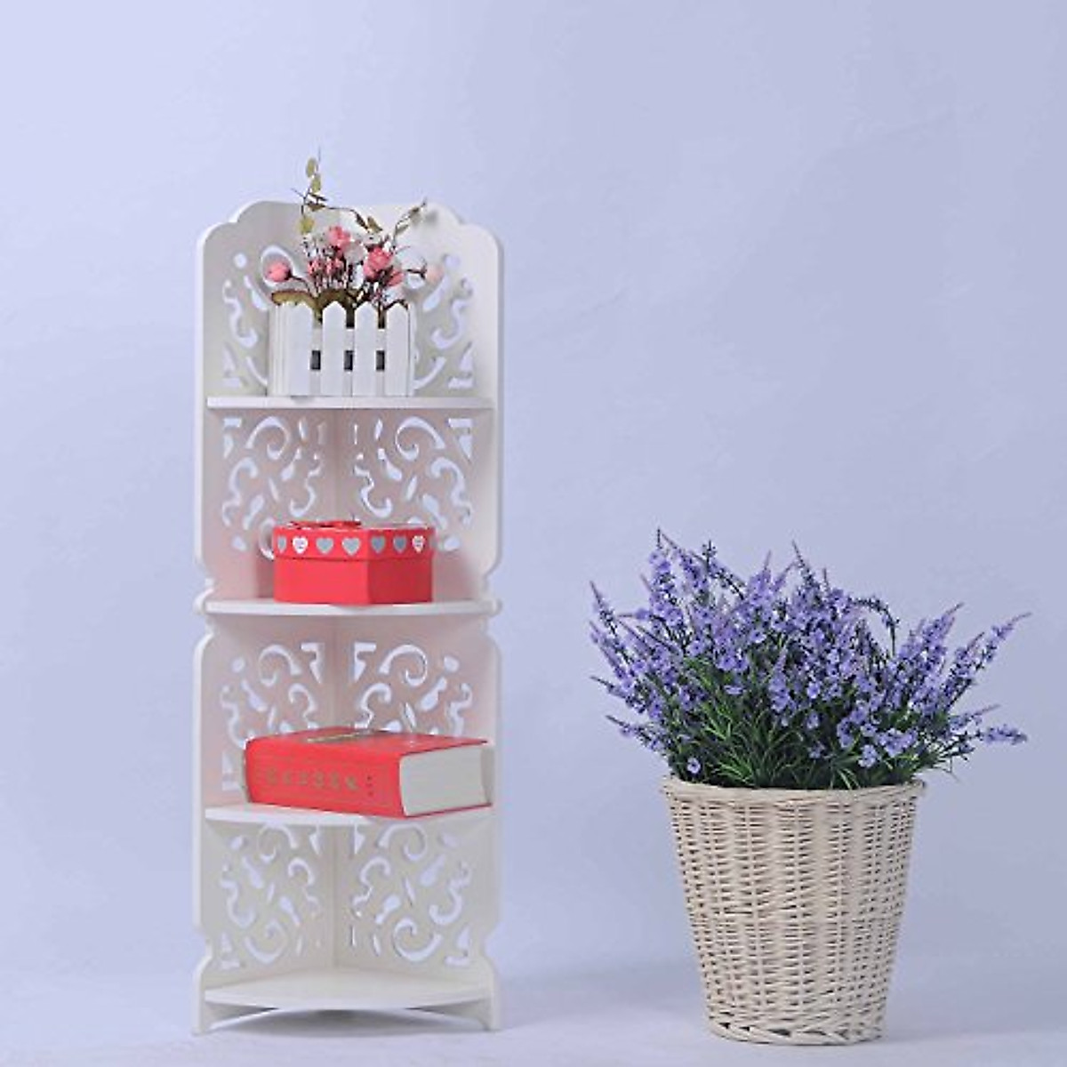 Jerry & Maggie - 4 Tier Storage Closet Organizer 1/4 Cylinder Deluxe Free Stand Shelving Shelves Rack Curve Cabinet - WPC White