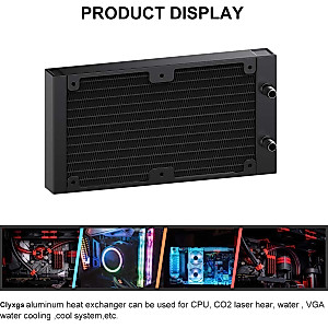 Clyxgs Water Cooling Radiator, 12 Pipe Aluminum Heat Exchanger Radiator with Tube for PC CPU Computer Water Cool System DC12V 240mm