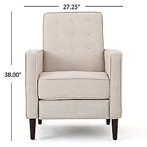 GDFStudio Marston Mid Century Modern Fabric Recliner (Set of 2) (Cream)