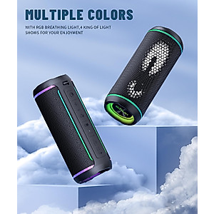 Ortizan Portable Bluetooth Speaker, 40W HD Sound and Deep Bass, IPX7 Waterproof, True Wireless Stereo, Bluetooth 5.3, 30H Playtime, LED Lights, Preset EQ, USB Play, for Home, Outdoor, Party, Black