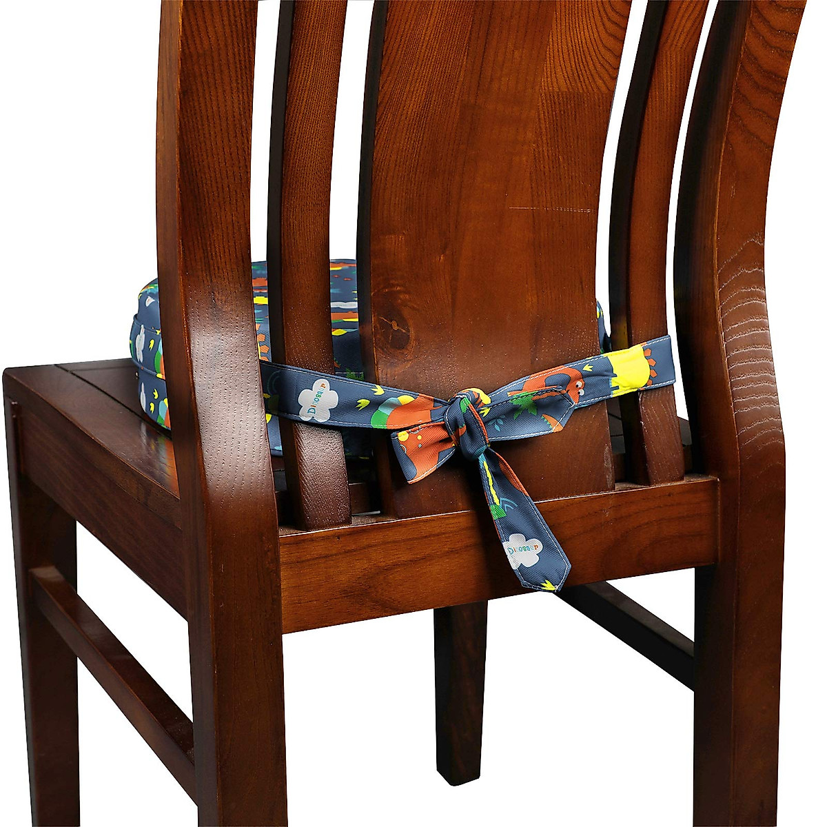 Sumnacon Round Chair Increasing Cushion - Baby Toddler Kids Infant Portable Dismountable Highchair Booster Cushion Washable Thick Chair Seat Cloth Straps (Dinosaur Blue)