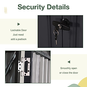 OC Orange-Casual 6 x 4 FT Outdoor Storage Shed, Metal Garden Tool Shed, Outside Sheds & Outdoor Storage Galvanized Steel w/Lockable Door for Backyard, Patio, Lawn, Black