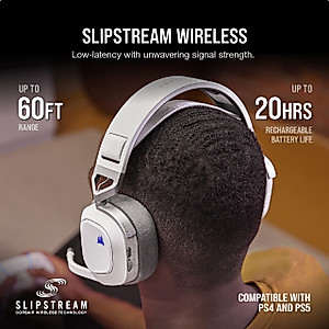 Corsair HS80 RGB WIRELESS Premium Gaming Headset with Dolby Atmos Audio - White(Renewed)