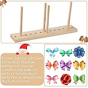 Bow Maker for Bow Ribbon Wreath Wooden Maker Tool with U-Shaped Scissor and Twist Ties for Making Bows DIY Crafts Christmas Party Decorations Hair Bows Corsages (Gold, Silver, Red, Green)