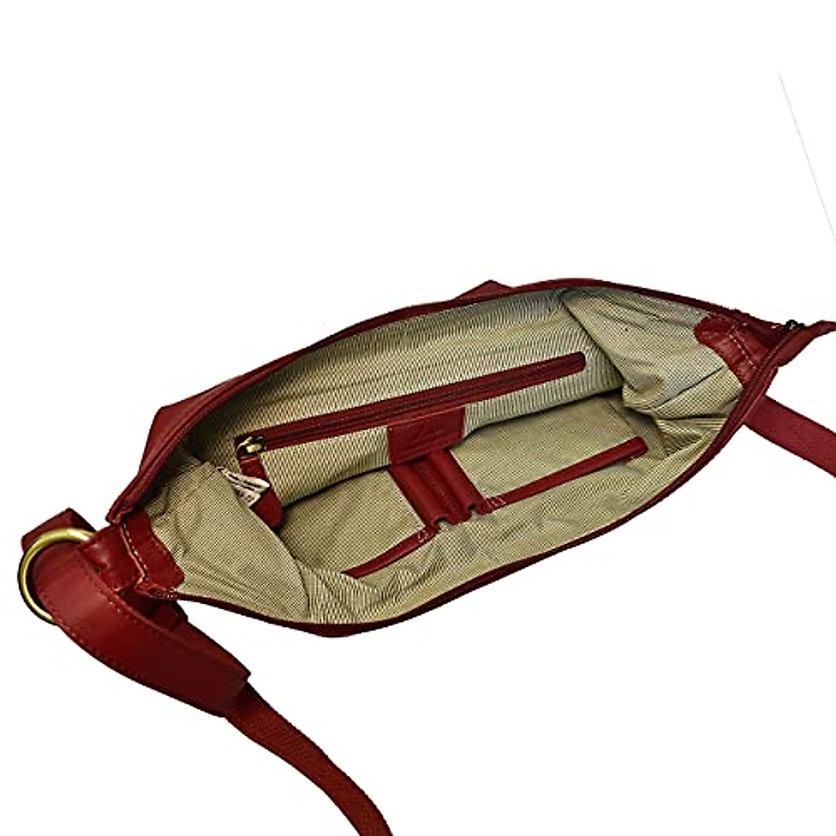 Zinda Genuine Leathers Women's Handbag Hobo Top Zip Shoulder Sling Crossbody (Red)