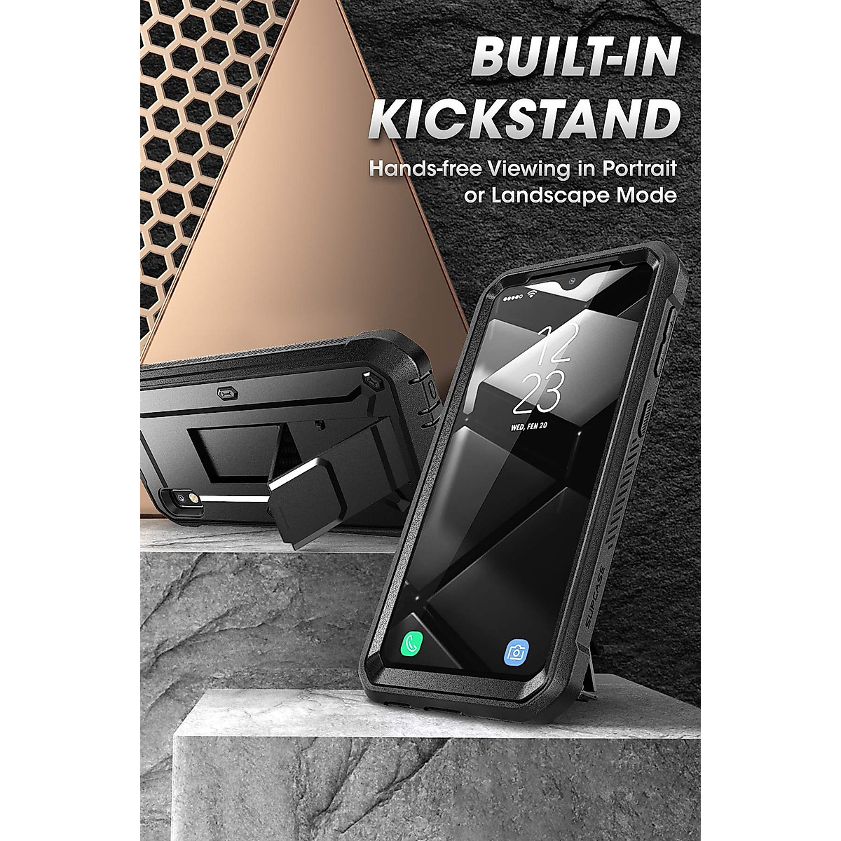 SUPCASE Unicorn Beetle Pro Series Designed for Samsung Galaxy A10e Case(2019 Release), Full-Body Rugged Holster & Kickstand Case with Built-in Screen Protector (Black)