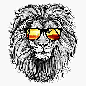STICKY DUDE - Summer Lion | Sticker Motorcycle Funny Helmet Bikers Gifts Laptop Wall Window Bumper Decal 5"