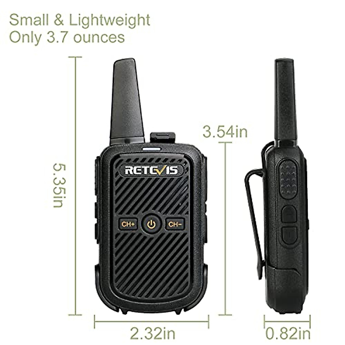 Retevis RT15 Small Walkie Talkies for Adults,Mini 2 Way Radio Rechargeable Long Range, USB Charging, Hands-Free Walky Talky for Camping Skiing Neighborhood Easter Basket Stuffers (4 Pack)