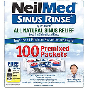 NeilMed Sinus Rinse All Natural Relief Premixed Refill Packets 100 Count (Pack of 1)