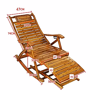 BROHN Lounge Chair, Outdoor Patio Woodenl Rocking Chair, Padded Modern Rocker Chairs with Cushion, Support 440lbs for Porch, Deck, Balcony or Indoor Use