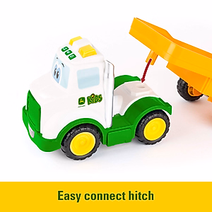 JOHN DEERE Lights & Sounds Farmin' Friends Hauling Set - Includes Toy Truck and Backhoe Tractor Toy Toys - Toddler Toys Ages 18 Months and Up