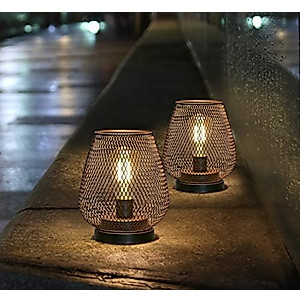 JHY DESIGN Set of 2 Metal Cage LED Lantern Battery Powered Cordless Accent Light with LED Great for Weddings Parties Patio Events for Indoors Outdoors