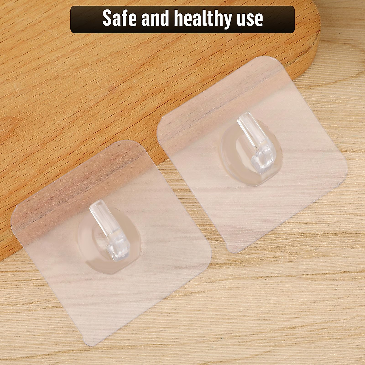 WLLHYF 12 Pack Self-Adhesive Small Wall Hooks Clear Square Plastic Strong Shower Pothook Heavy Duty Waterproof for Kitchen Bathroom Office Door Window Hanging Hat Towel Picture